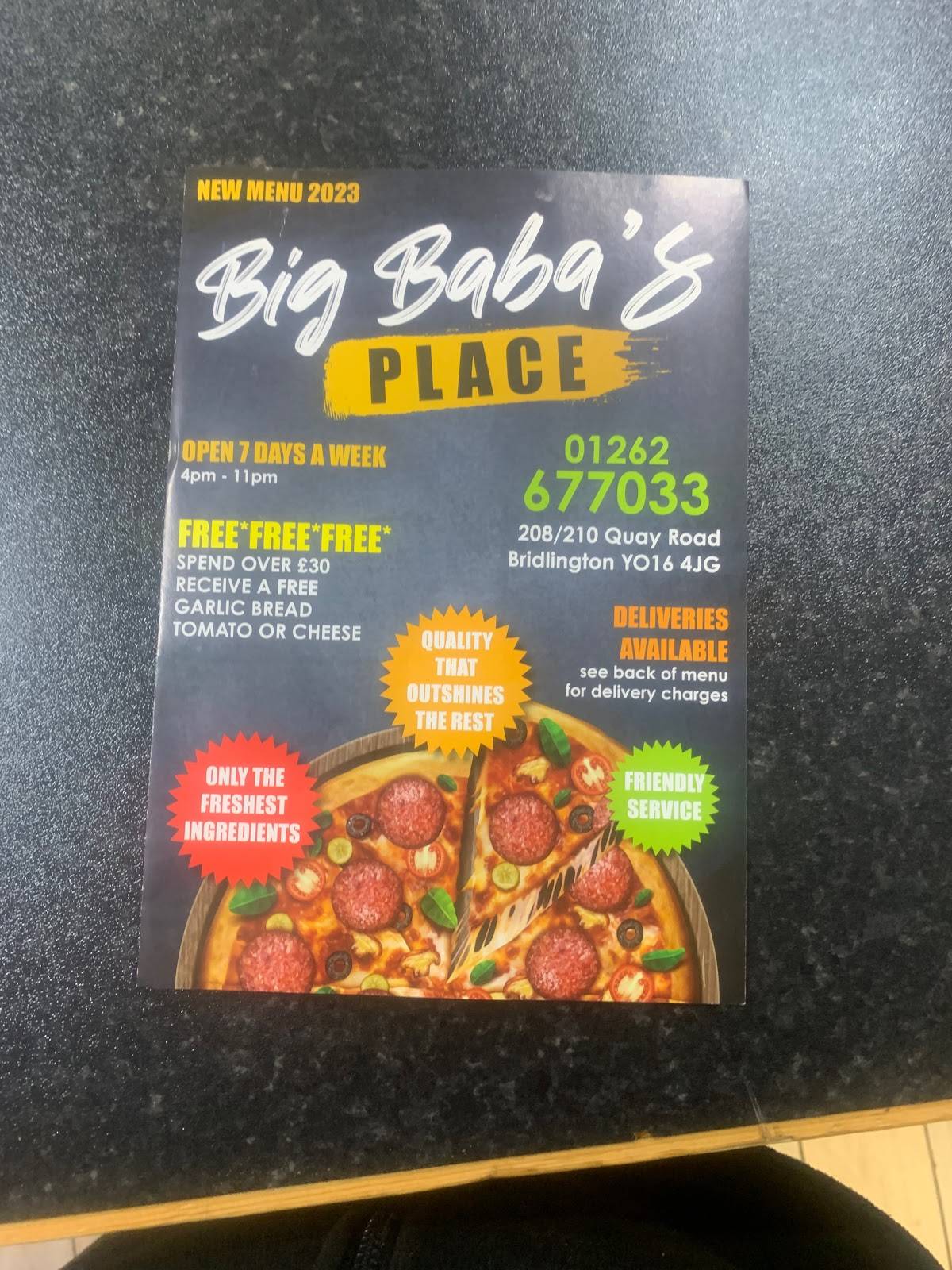 Carta de Big Baba's Place, Bridlington