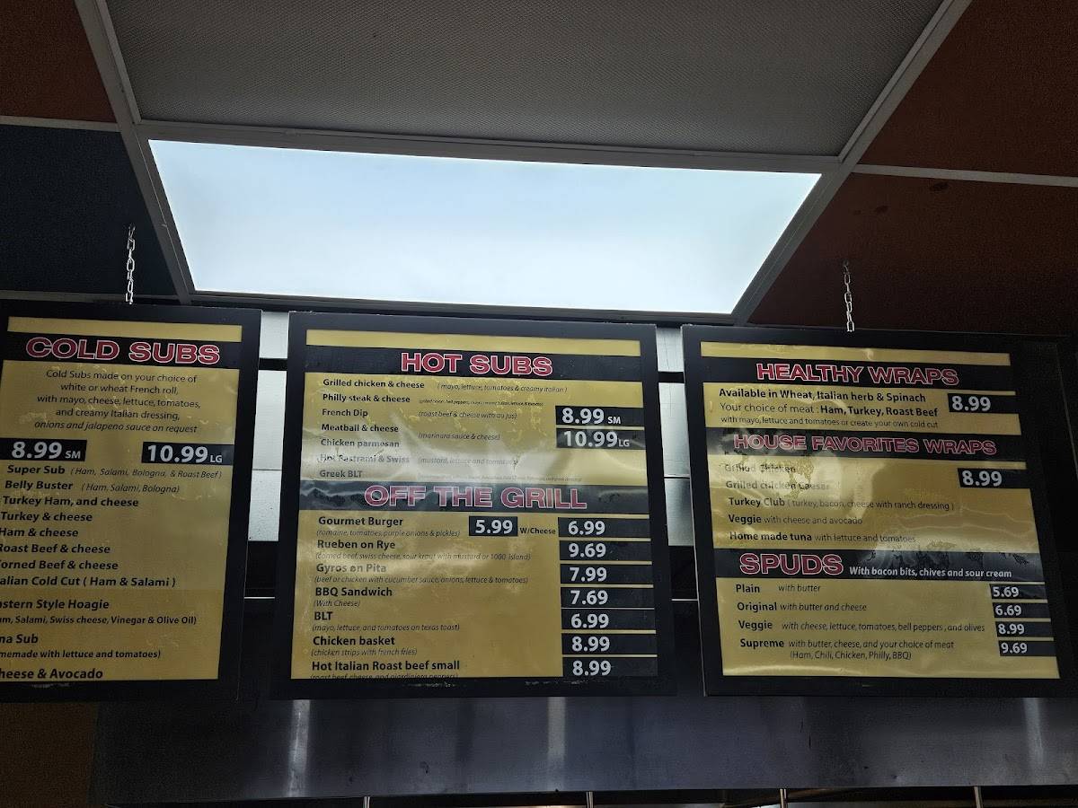 Menu at Bill & Ruth's Subs and Burgers Pryor restaurant, Pryor
