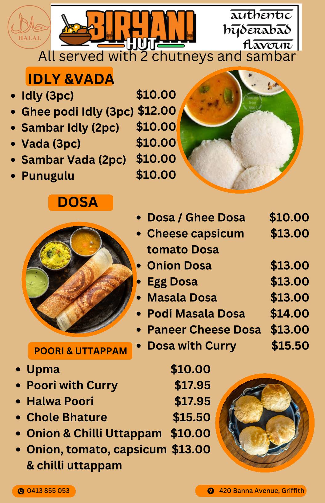 Menu at Biryani Hut Griffith restaurant, Griffith
