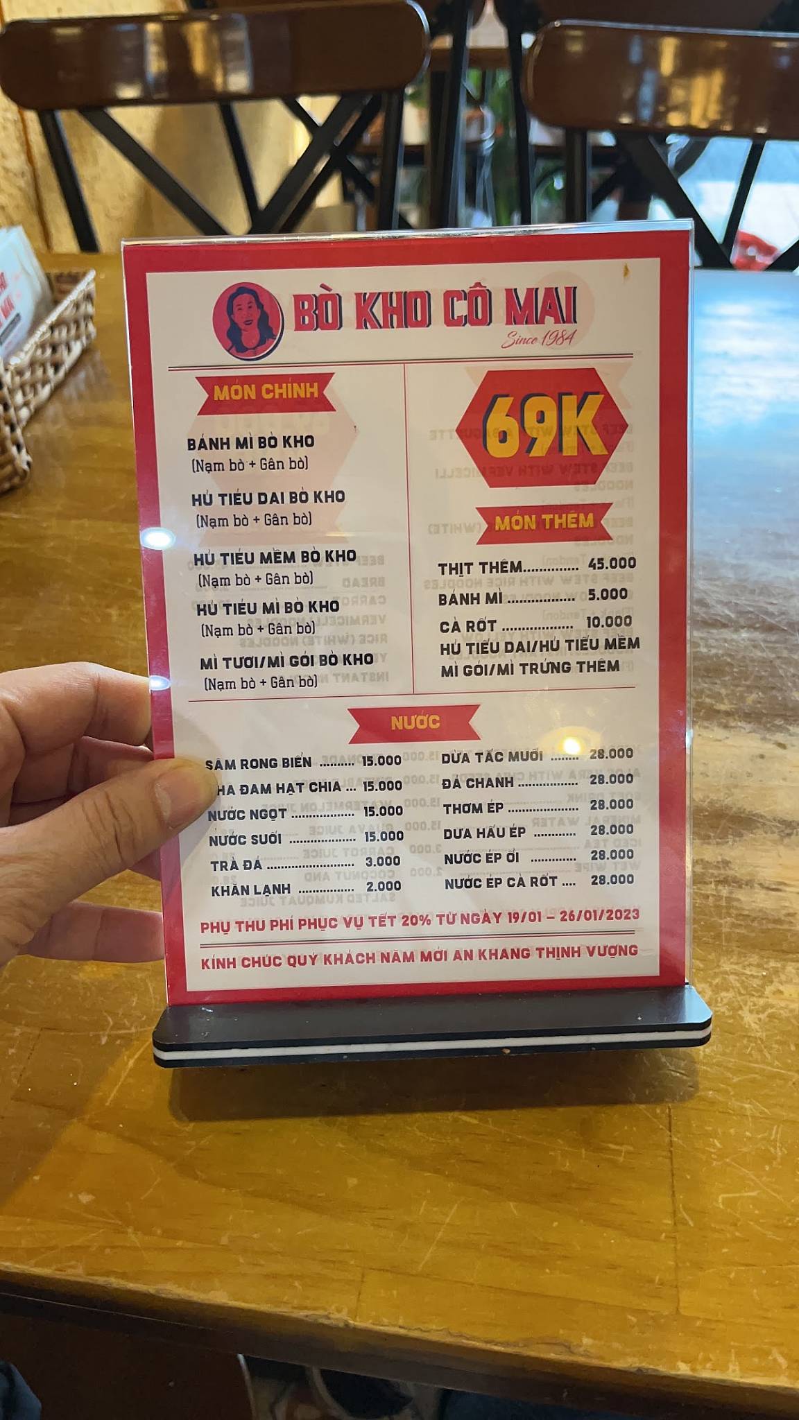 Menu at Bò Kho Cô Mai Since 1984 - Chi nhánh Hồ Tùng Mậu (Đối diện ...