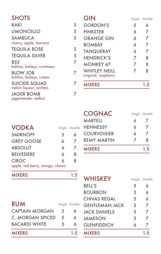 Menu at Bogaz Turkish Restaurant, Rayleigh