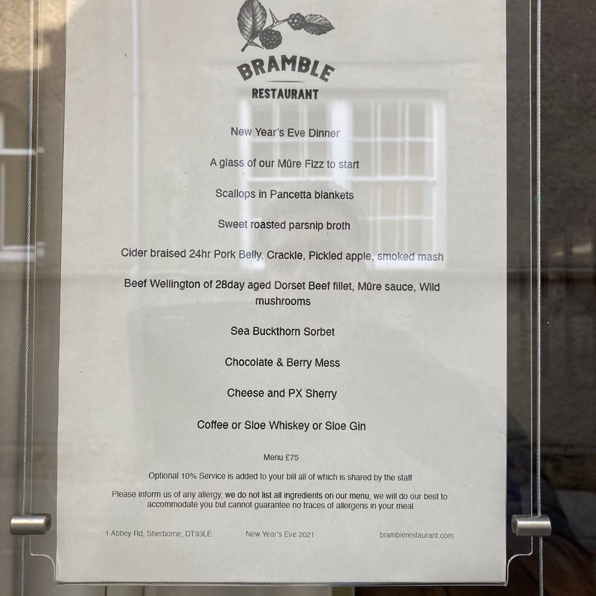 Menu at Brambles at 41 Cheap St restaurant, Sherborne