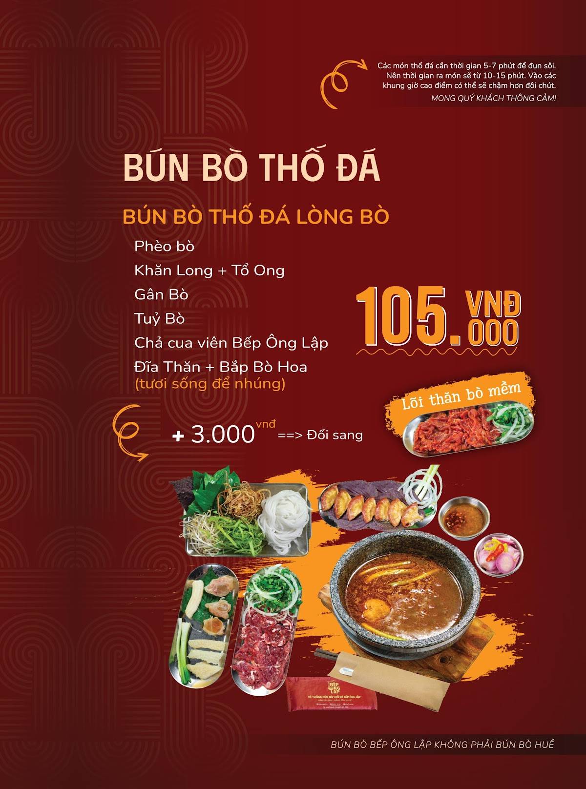 Menu at Bún Bò Thố Đá Bếp Ông Lập - Nguyễn Văn Lượng restaurant, Ho Chi ...