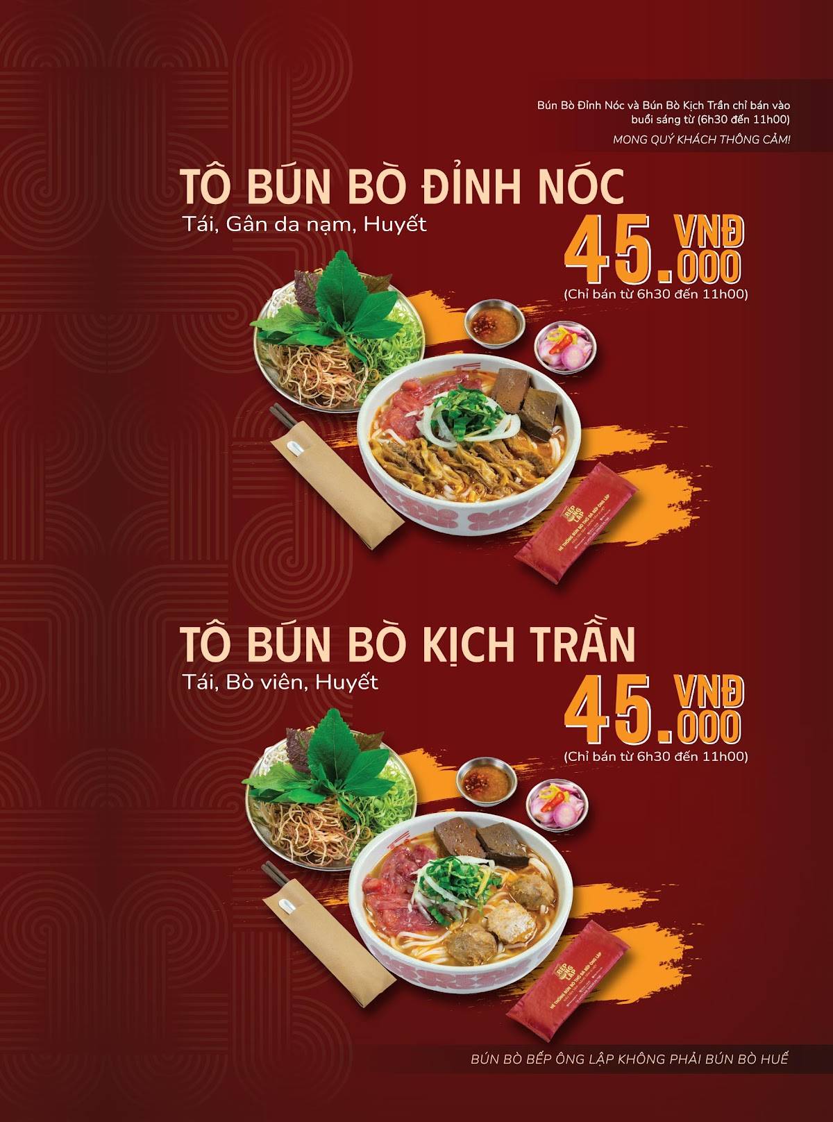 Menu at Bún Bò Thố Đá Bếp Ông Lập - Nguyễn Văn Lượng restaurant, Ho Chi ...