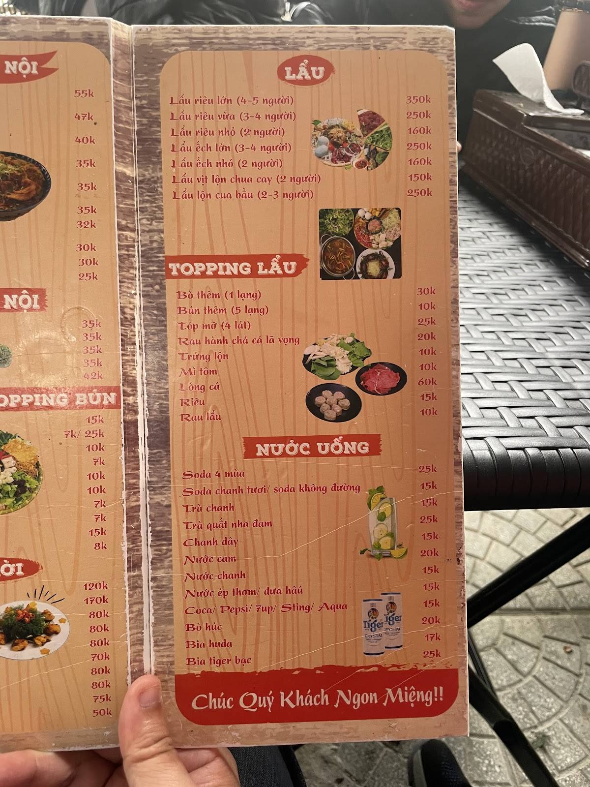 Carta del restaurante Bún riêu cua tóp mỡ Huyền Anh, Đà Nẵng