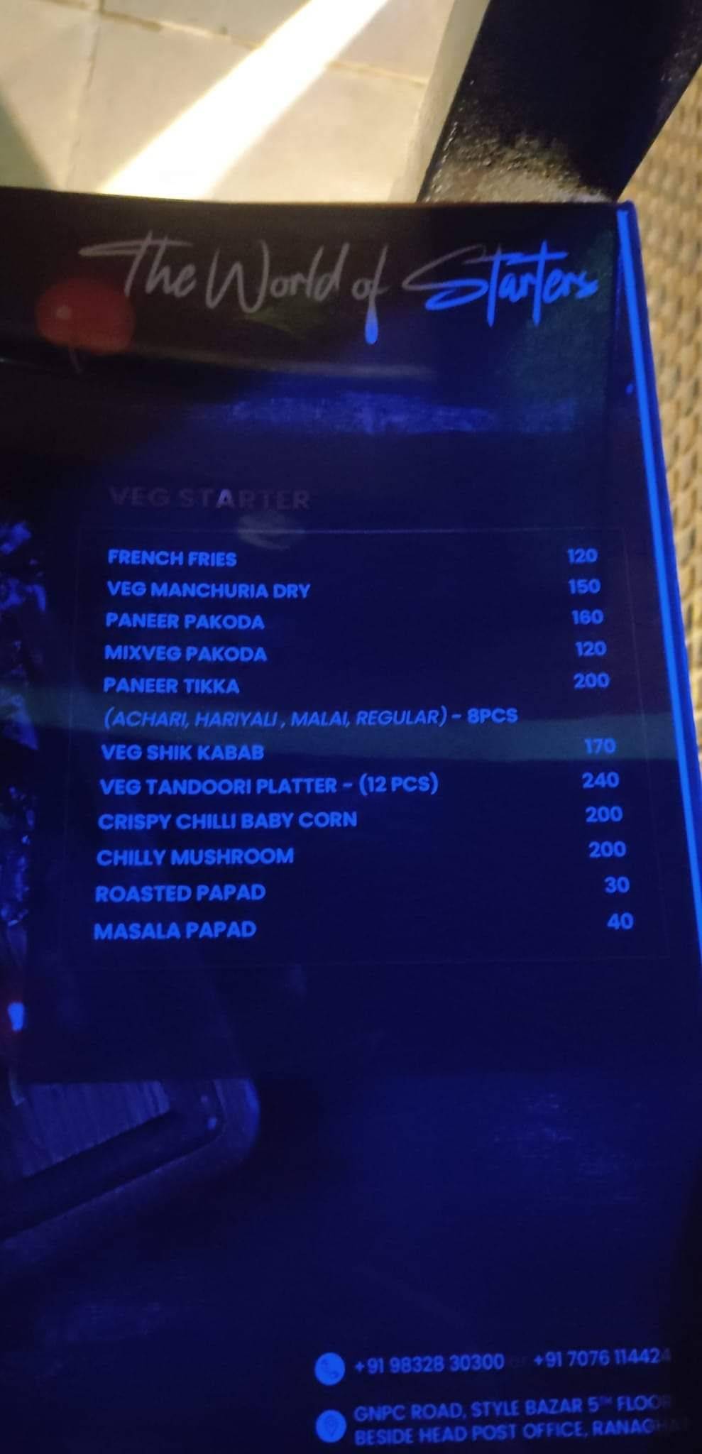 Menu at CHILL OUT ROOFTOP RESTAURANT, Ranaghat