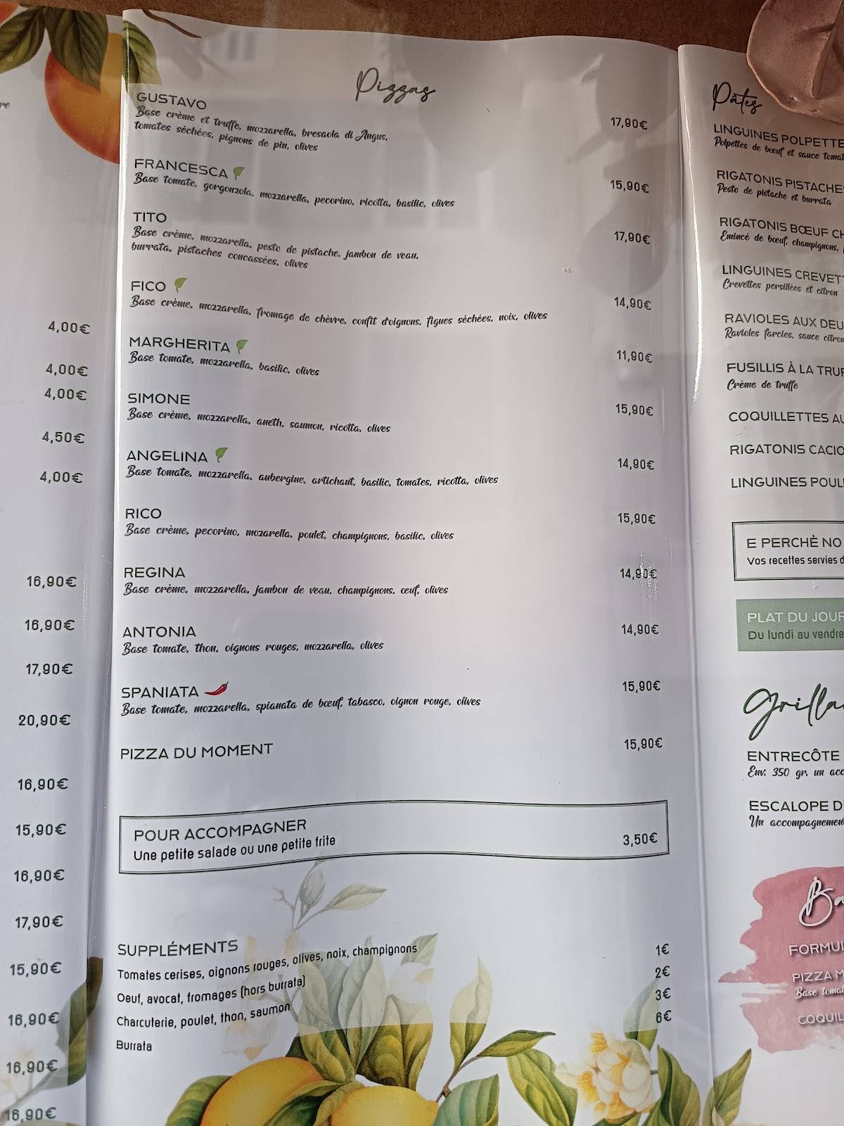 Menu au COCO DI MAMMA restaurant, Mâcon