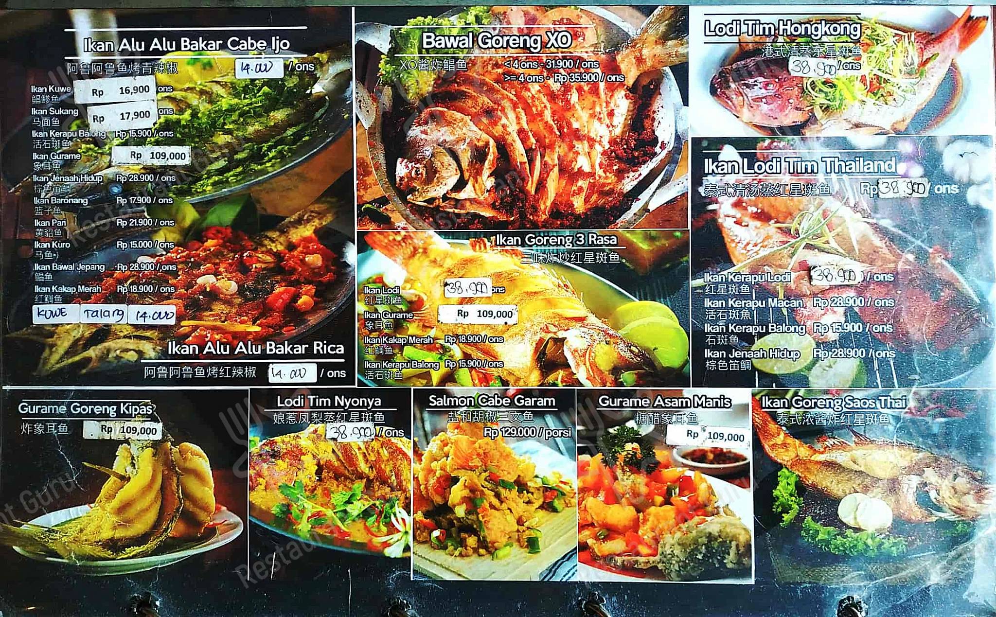 Menu at Cabe Ijo Seafood Resto restaurant, Central Jakarta, Jl. Batu ...