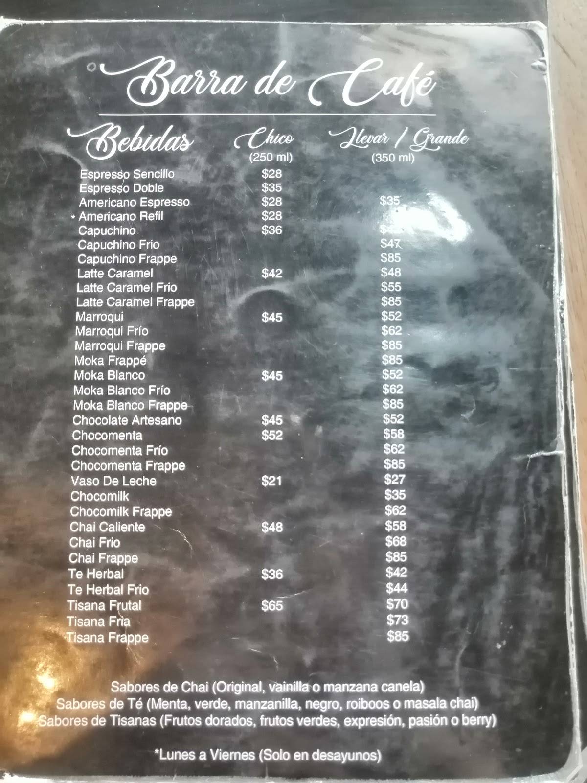 Carta de Café Benito Sala Juárez, Guadalajara