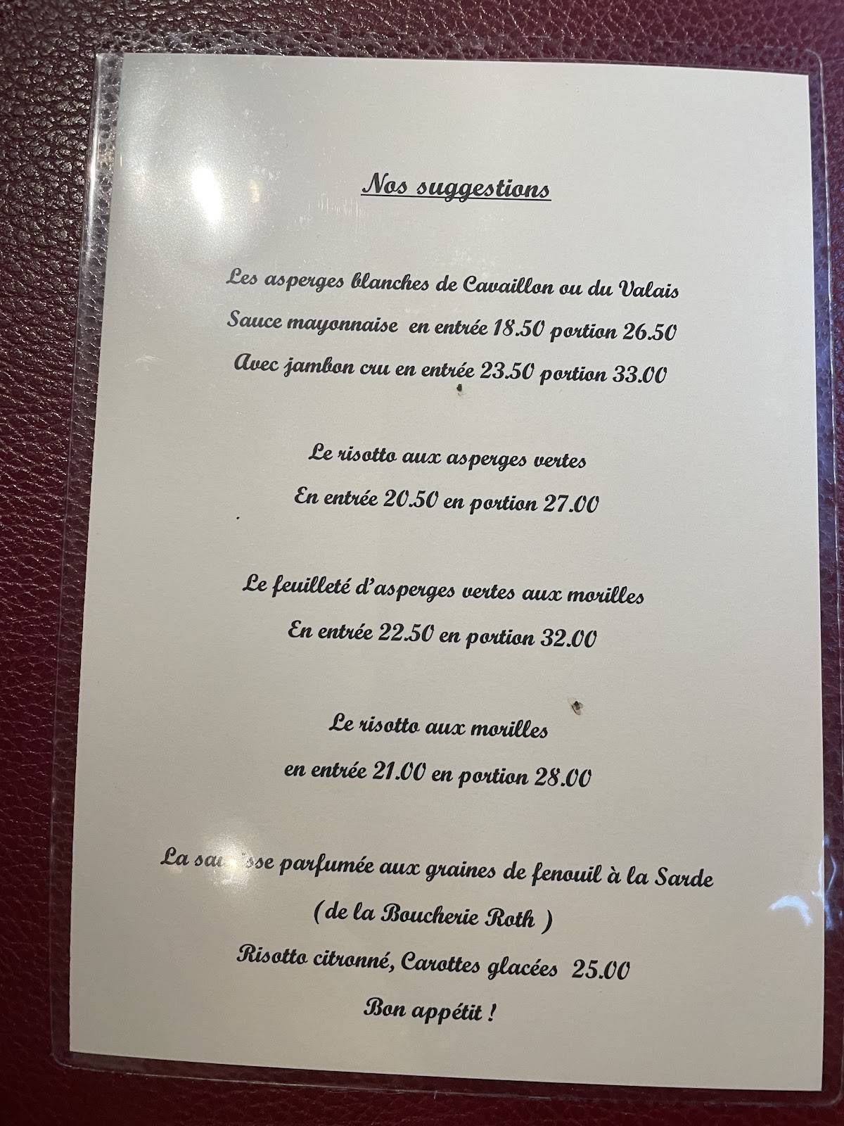 Menu da Café de la Poste, Lutry, Grand-Rue 48