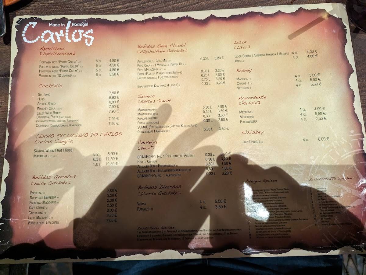 Speisekarte von Carlos Restaurant, Schwerte