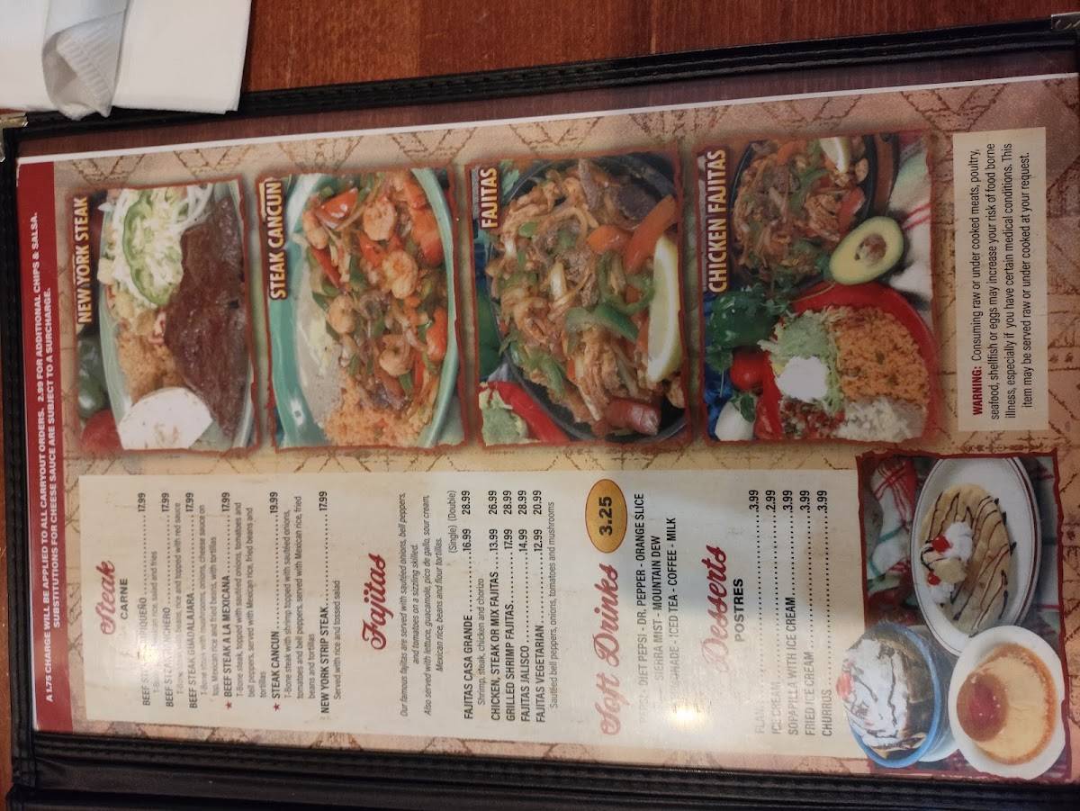 Menu at Casa Grande Mexican Restaurant, Greencastle