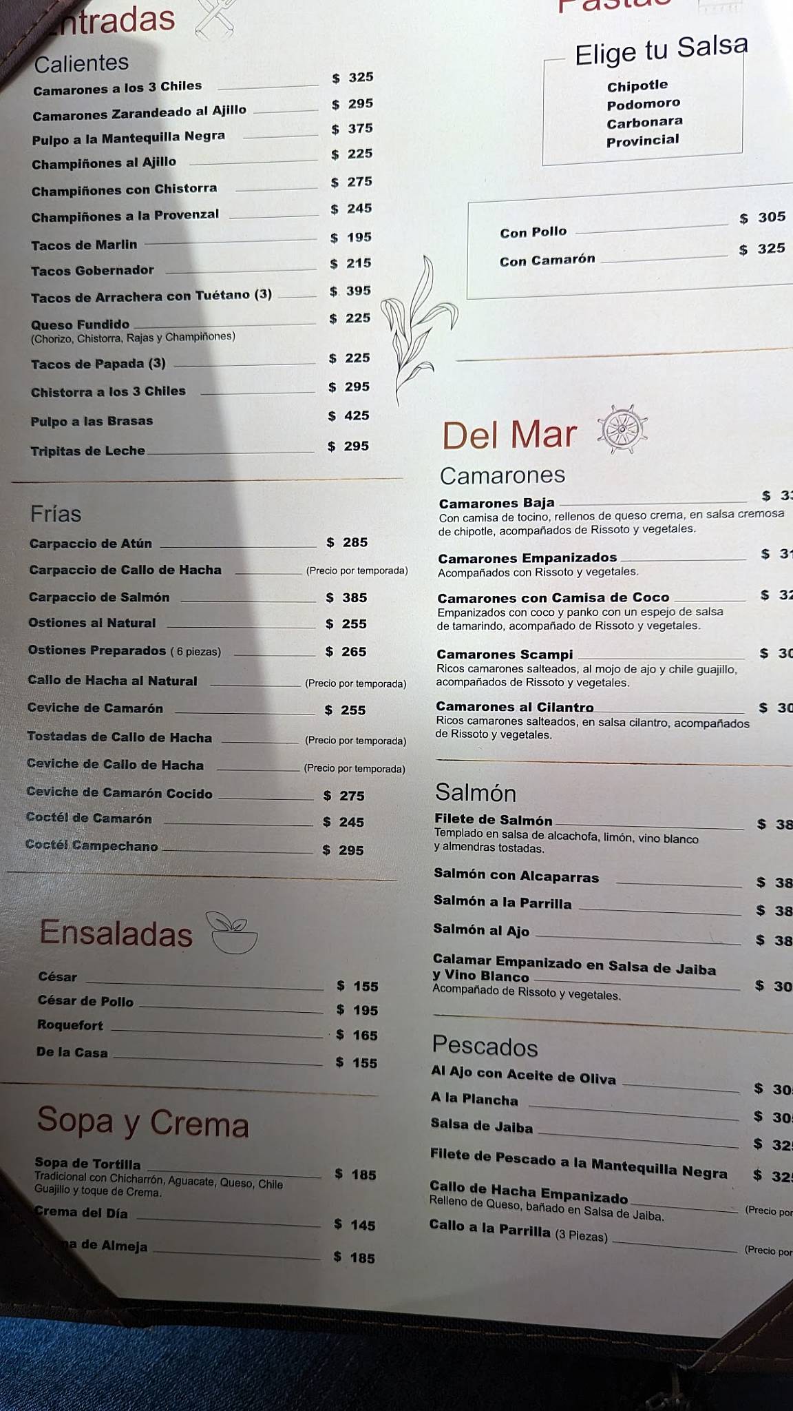 Carta del restaurante Casa Magnolia, Ensenada, México 1