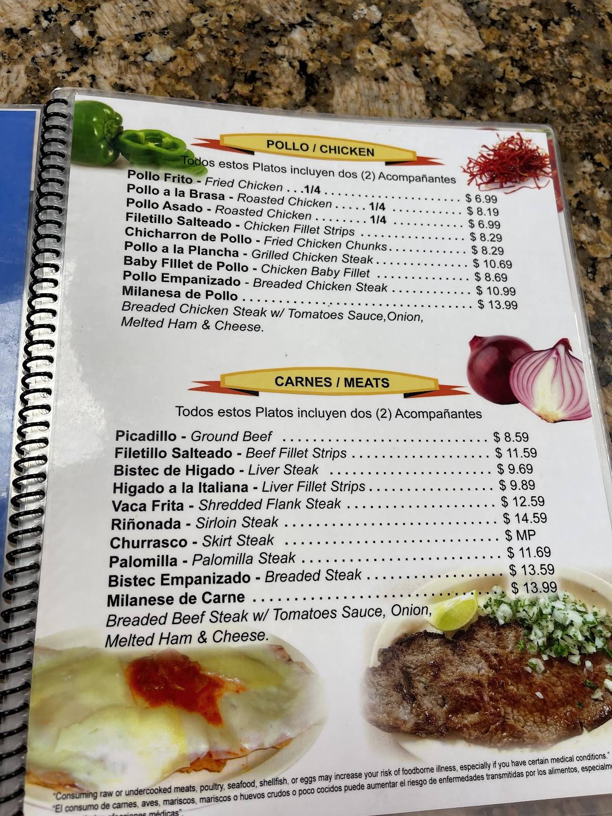 Menu at Casa Marin Restaurant, Hialeah, Palm Ave