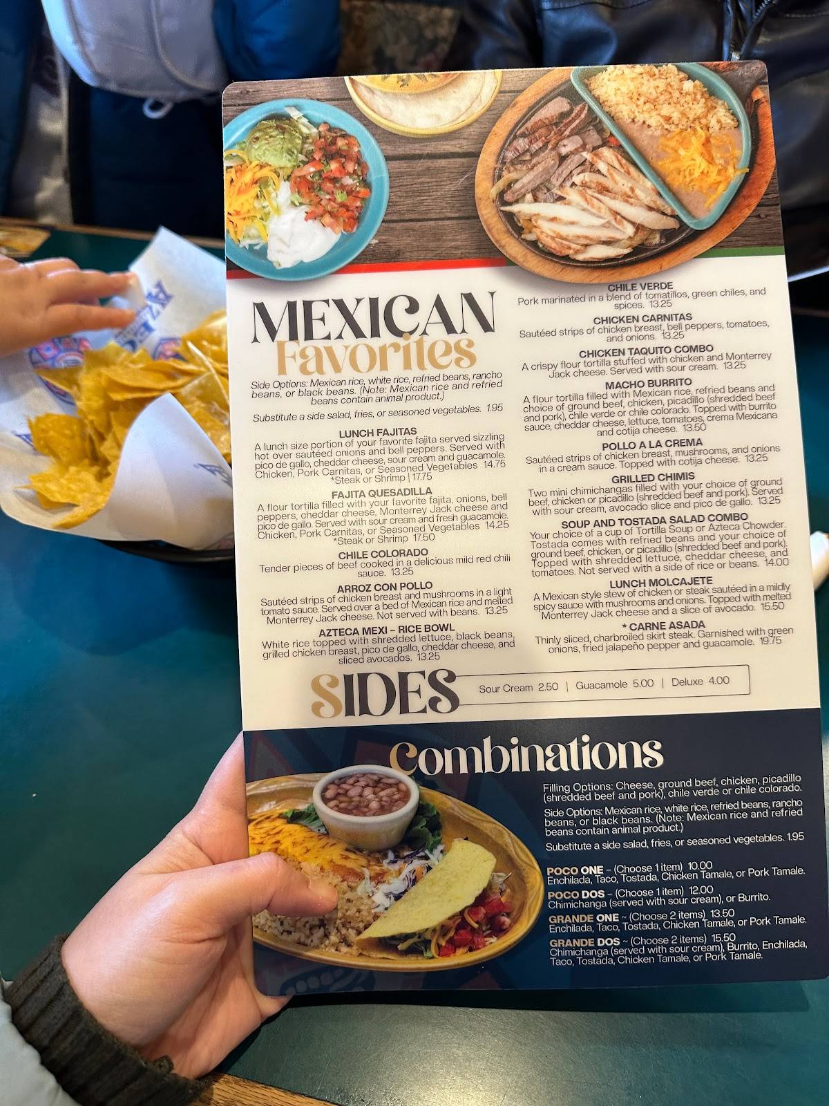 Menu at Casa Ramos. Azteca Mexican Restaurant, Centralia