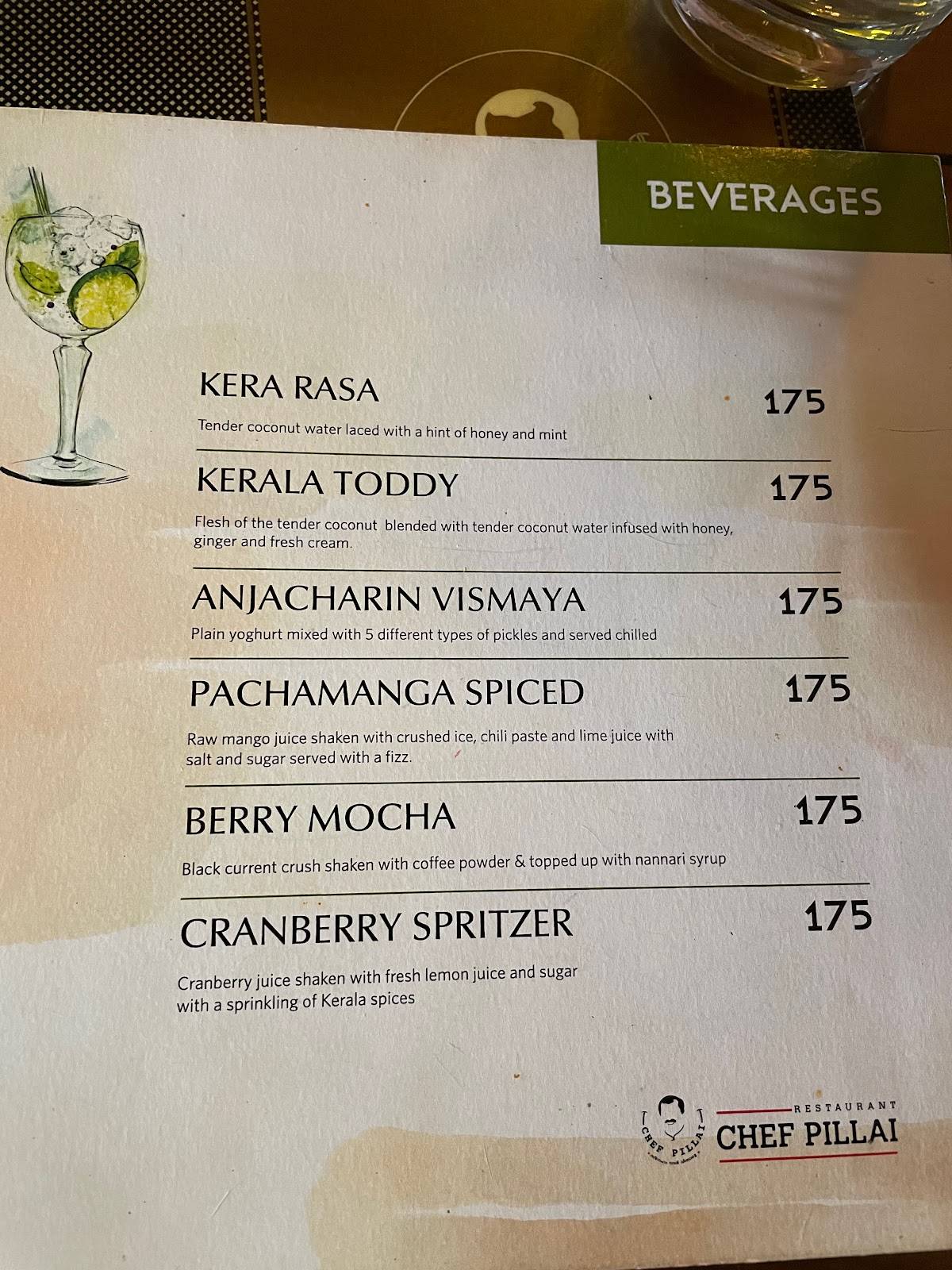 Menu at Restaurant Chef Pillai, Bengaluru
