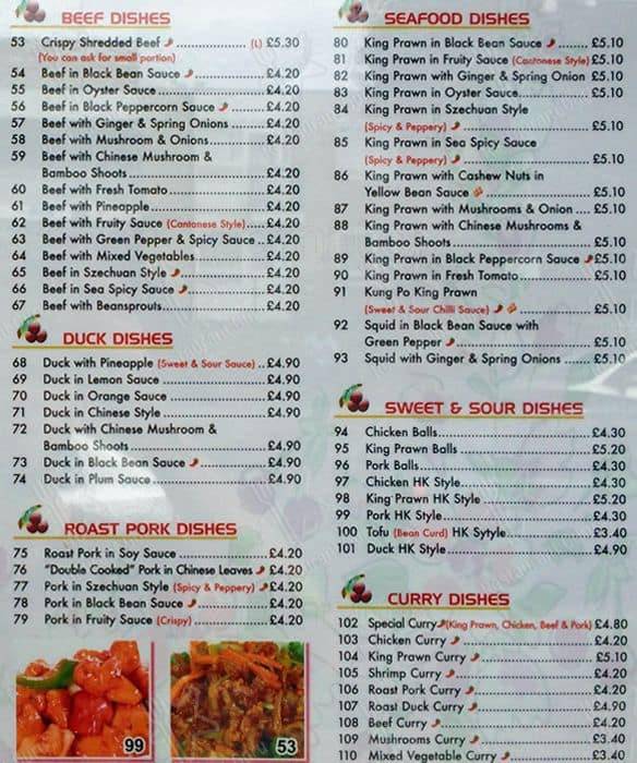 Menu at Cherry Take Away House restaurant, London