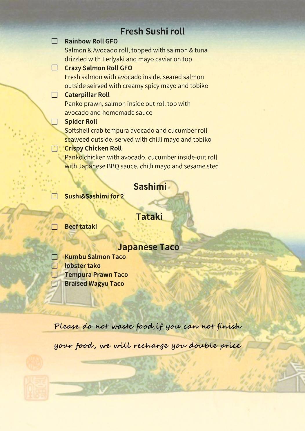 Menu at Chihiro All You Can Eat Japanese Restaurant Croydon, Croydon
