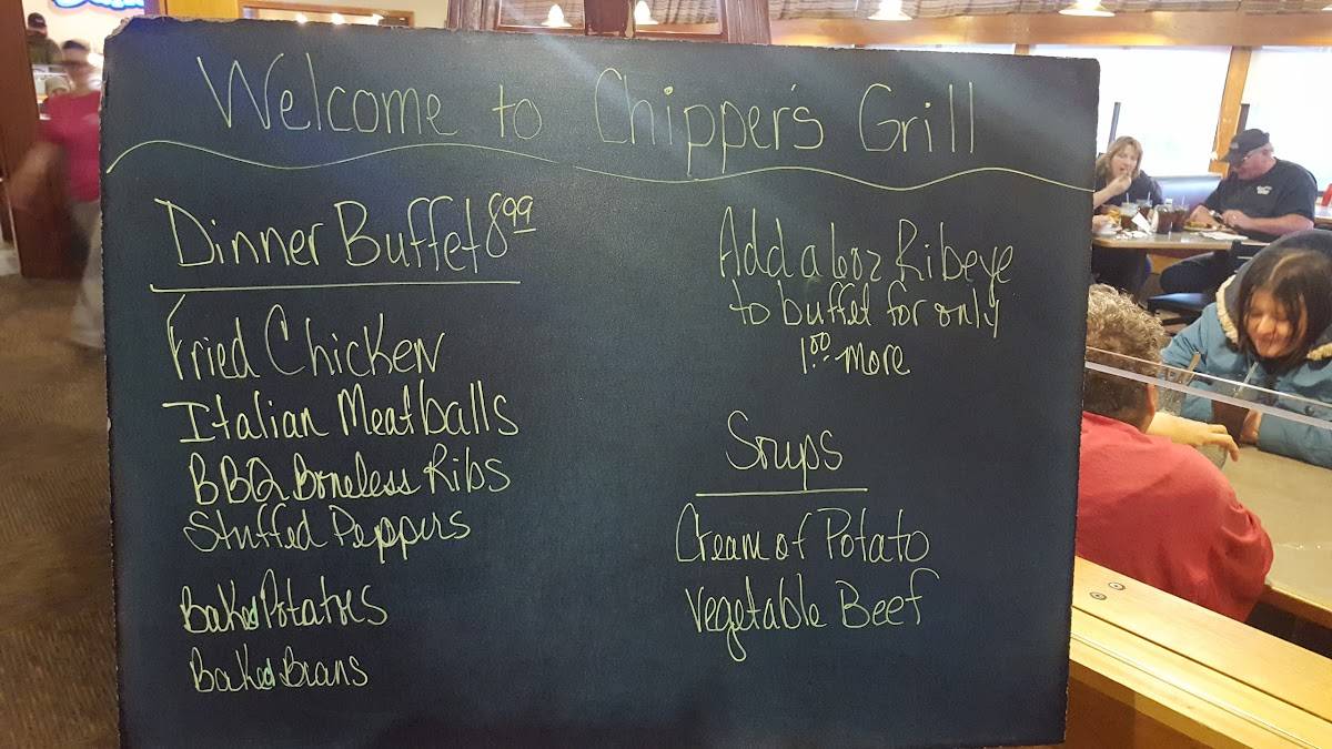 Menu at Chippers Grill restaurant, Streator