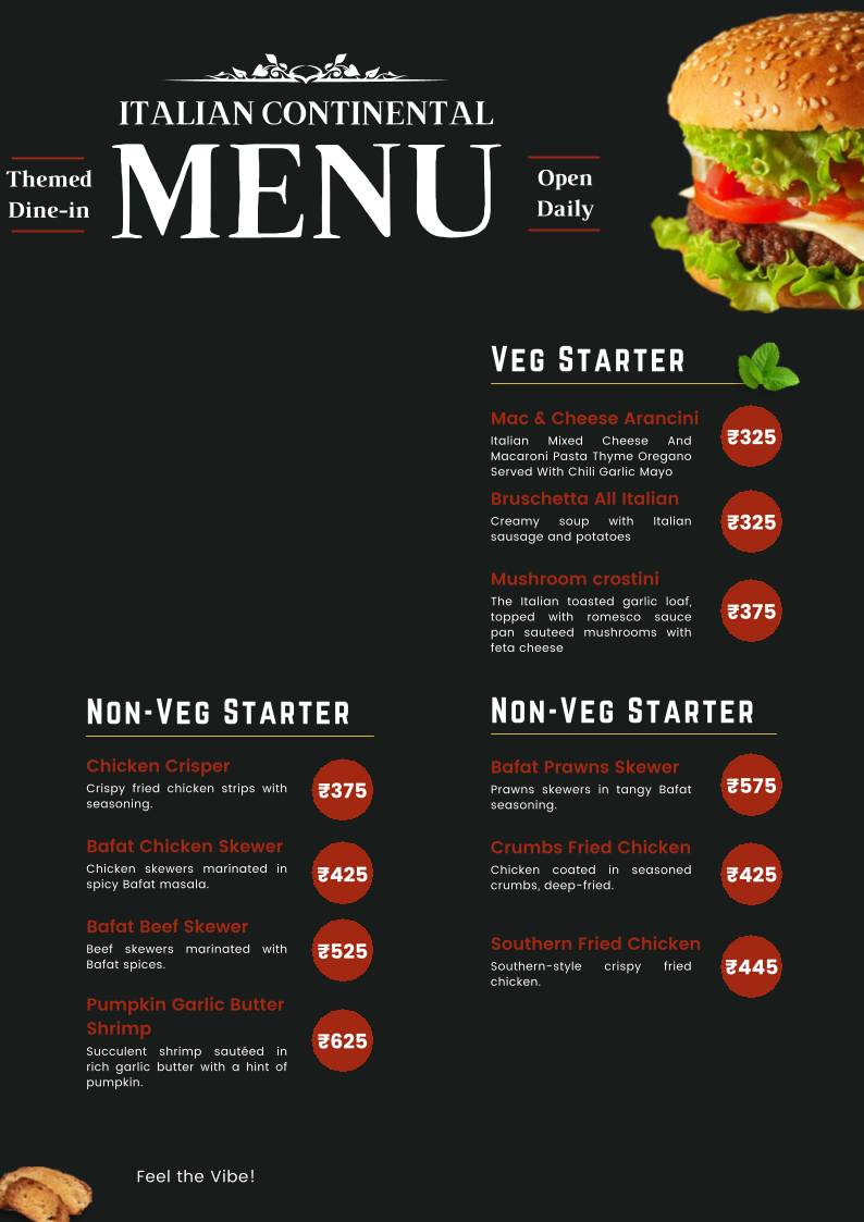 Menu at Cibo Heist, Bengaluru