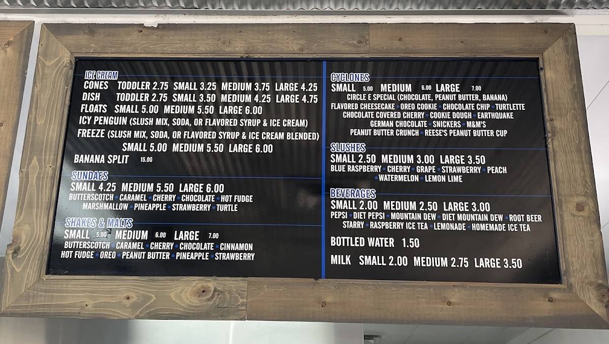 Menu at Circle E Drive-In restaurant, Murdo