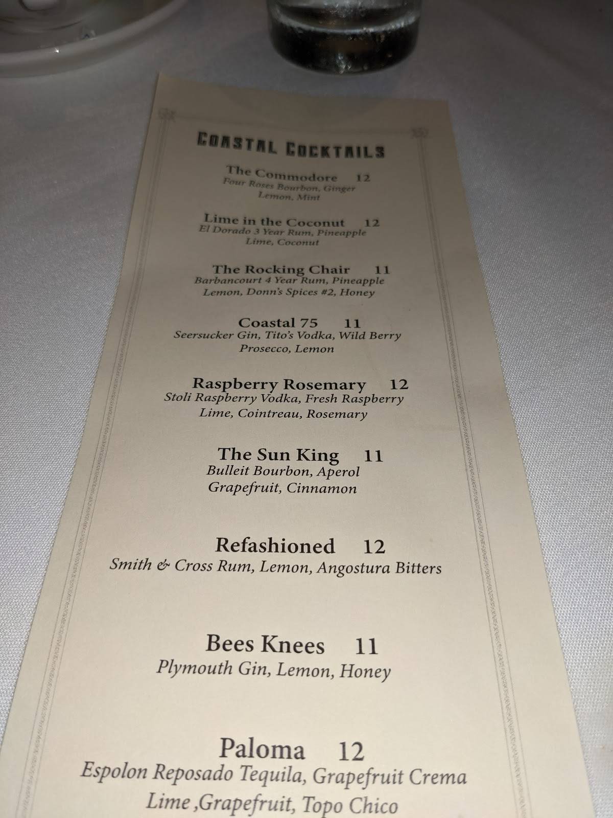 Menu at Coastal Fish Company restaurant, Memphis