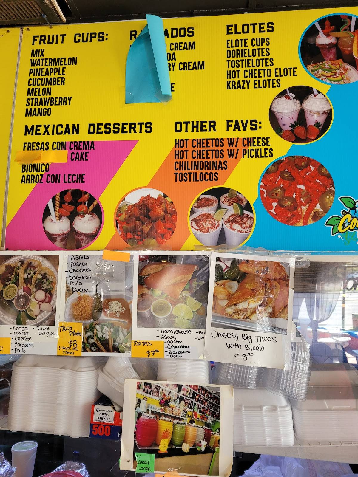 Menu at Colimas restaurant, Lubbock, 50th St
