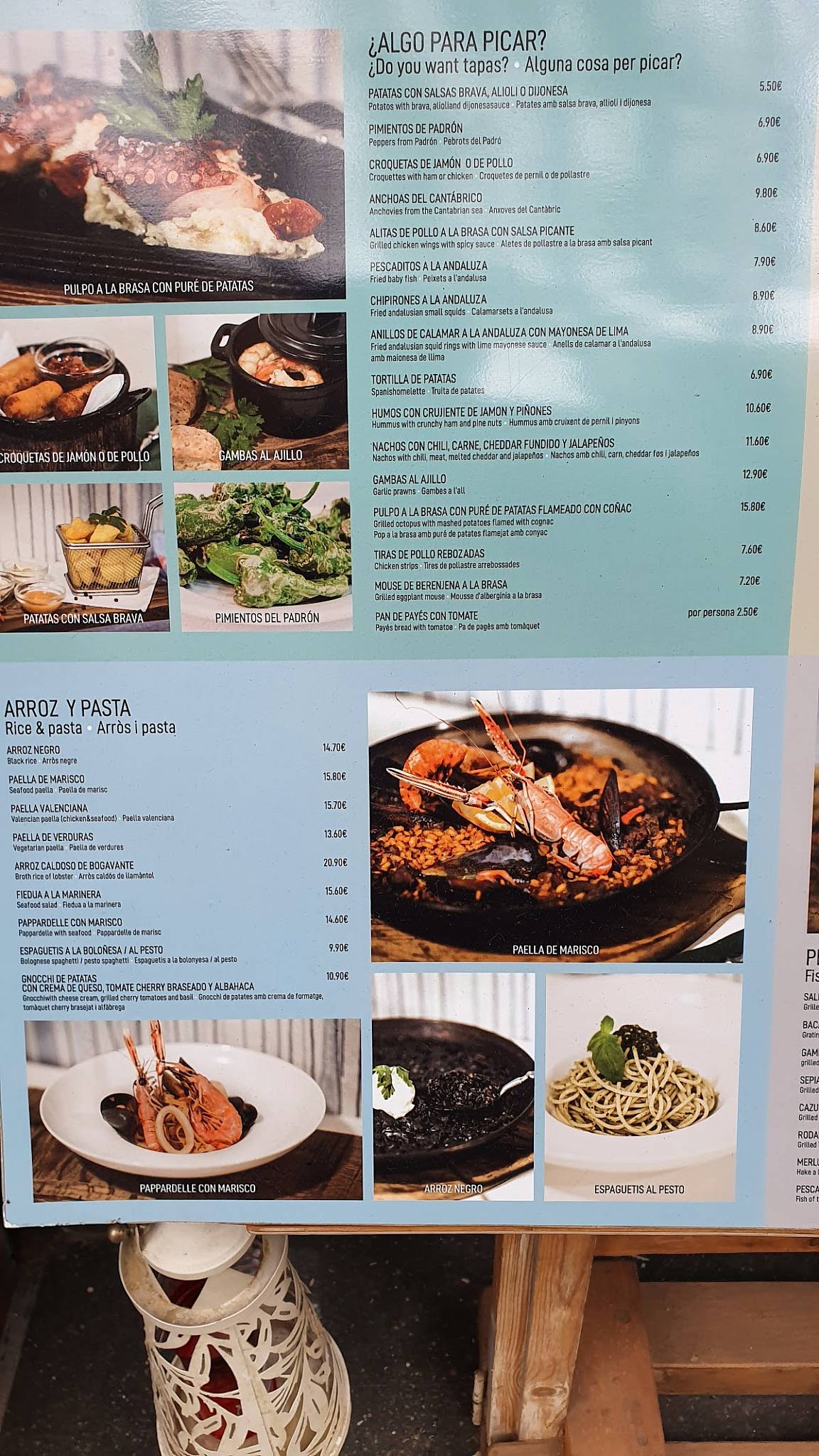 Menu at Restaurant Colom, Barcelona, Rambla del Poblenou