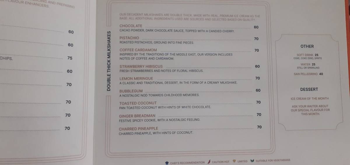 Menu at Conscious Carnivores restaurant, Cape Town