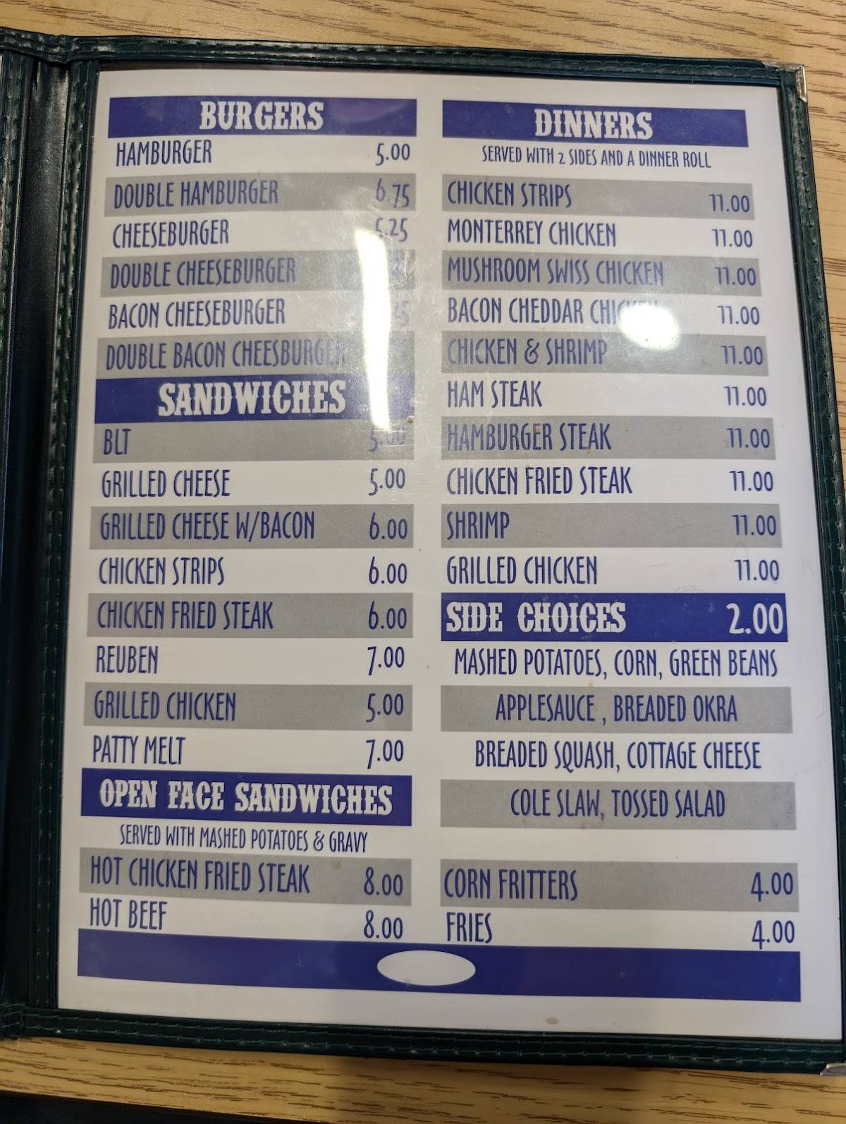 Menu at Corner Booth restaurant, Hardy, 106 W Main St