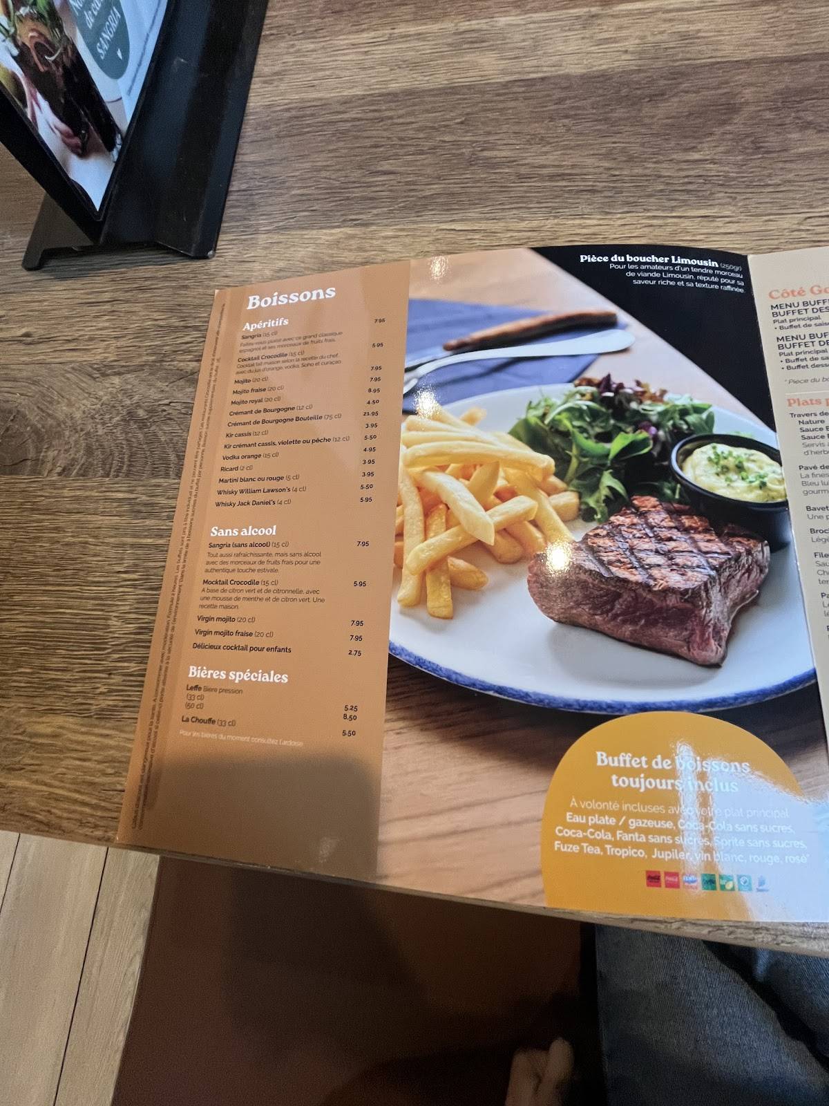 Menu au Restaurant Crocodile, Coquelles