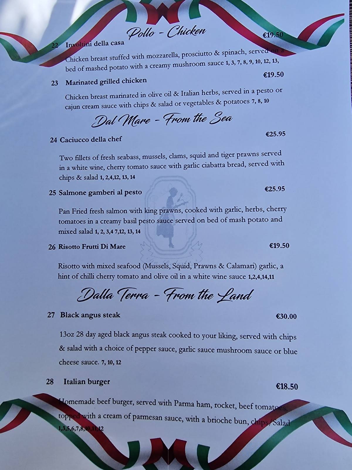 Menu at Da Roberta's Ristorante & Pizzeria, Galway