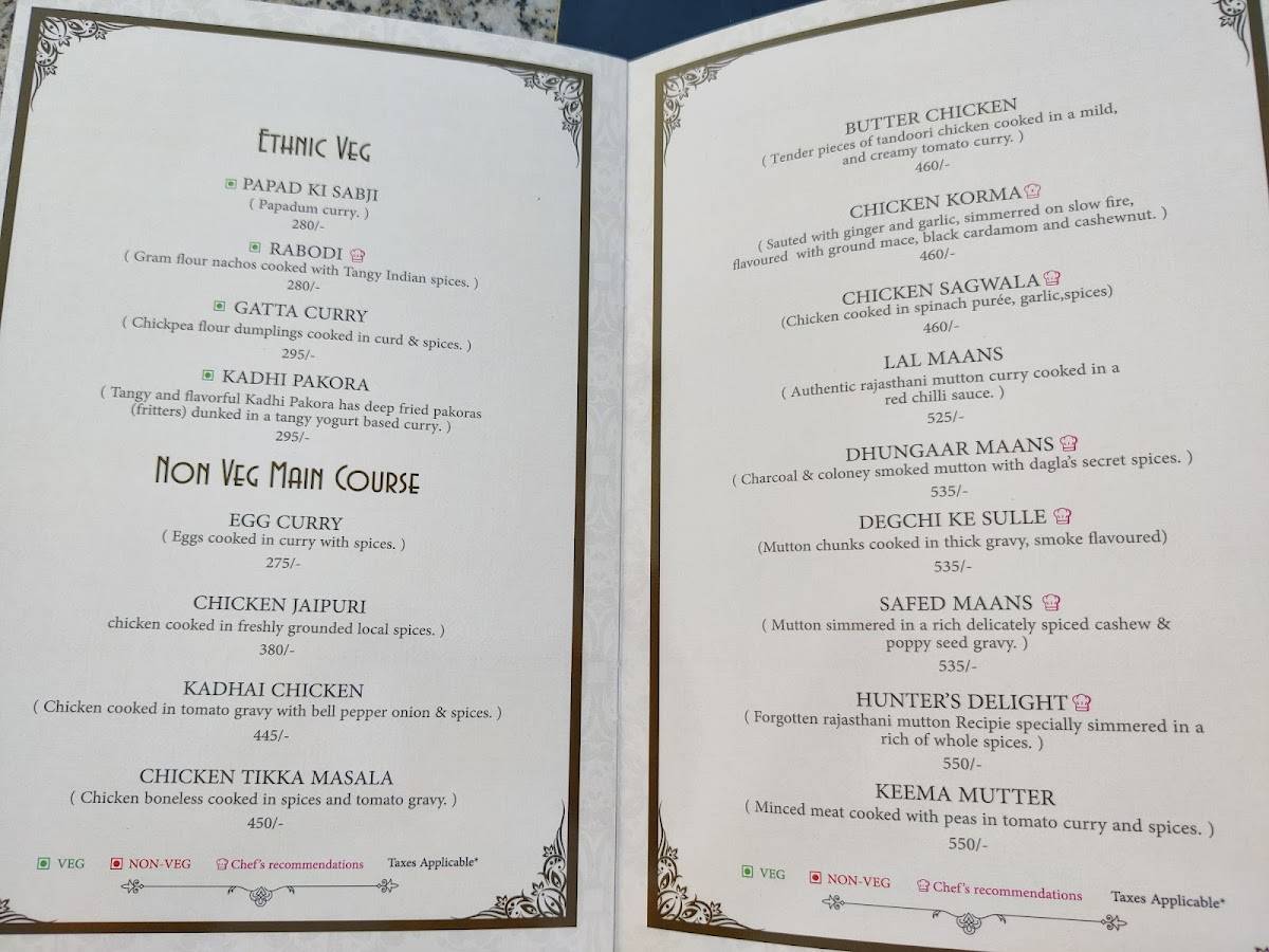 Menu at Dagla - The Rooftop Jaipur, Jaipur