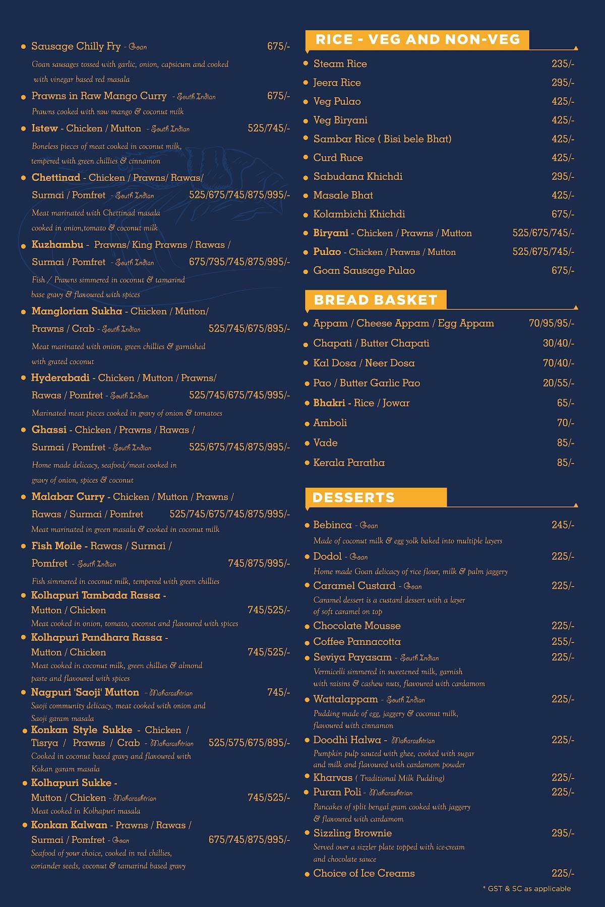 Menu at Dakshin Culture Curry Speciality South Indian Restobar, Mumbai ...