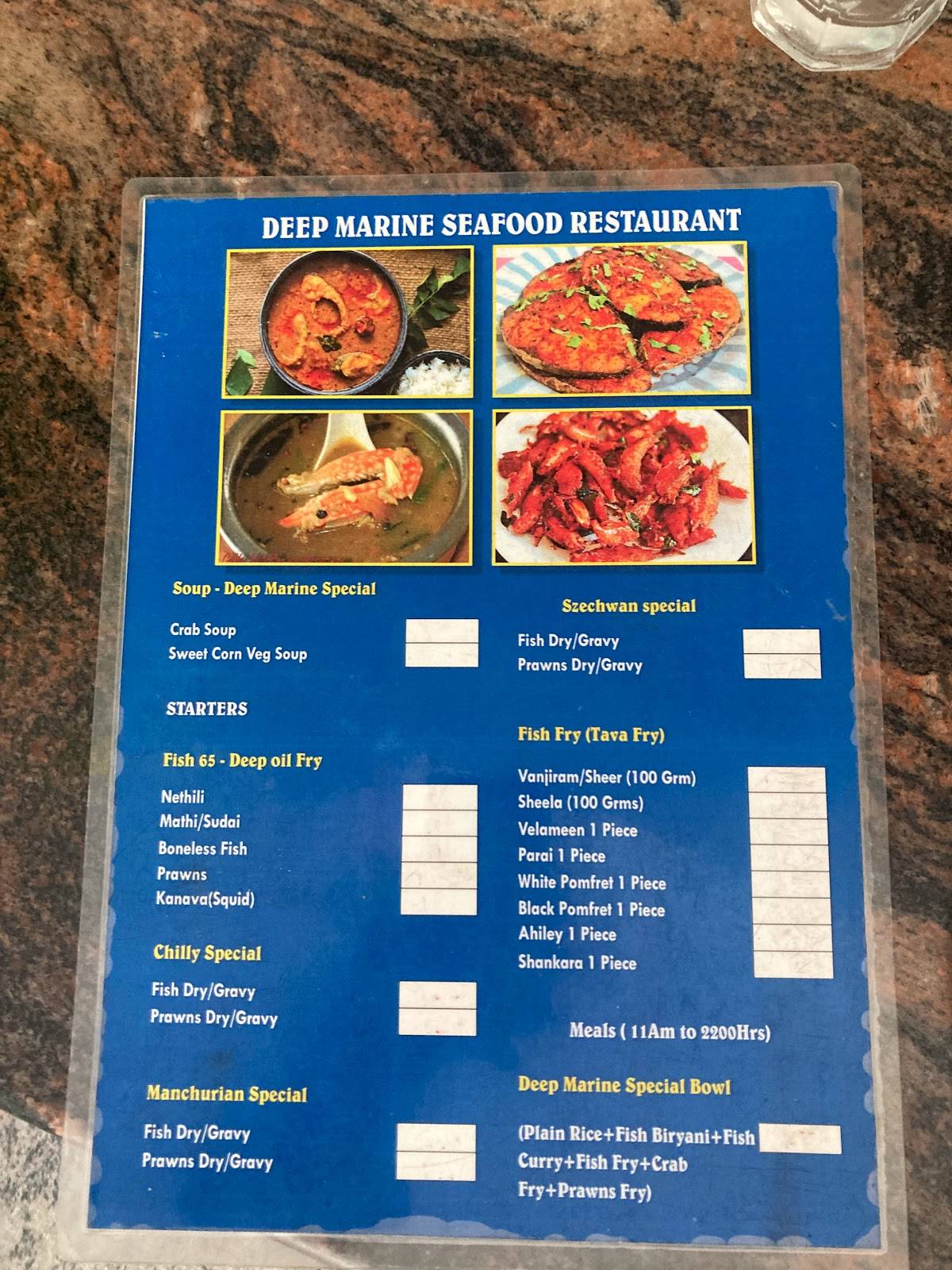 Menu at Deep Marine Sea Food Restaurant and Deep Sea Proteins Fresh Sea ...
