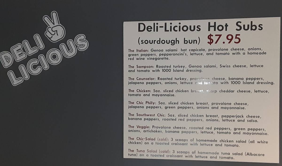 Menu at Deli-Licious restaurant, Columbus, 141 N High St