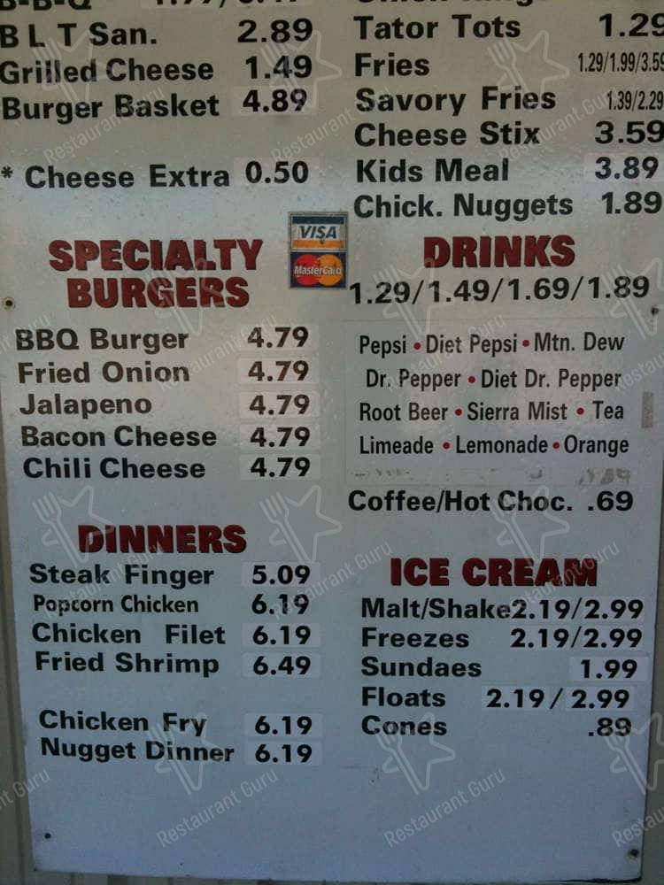 Menu at Dixie Dog Drive-In restaurant, Ponca City