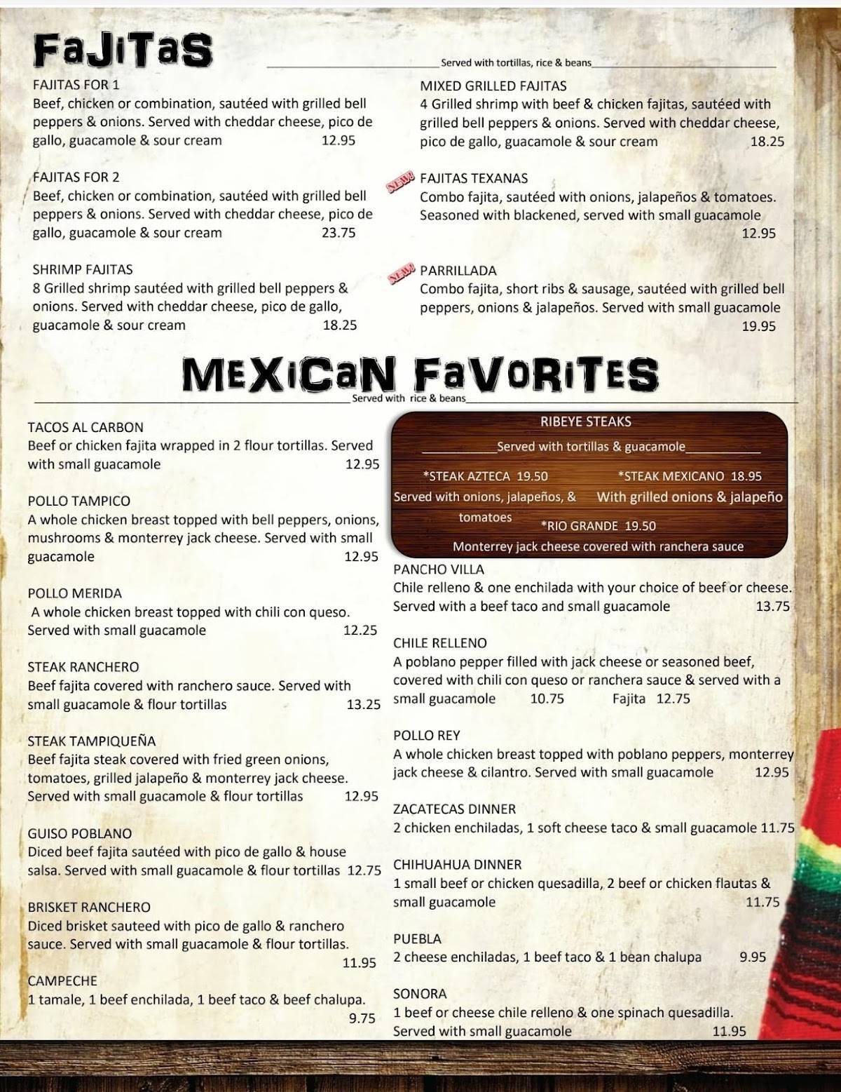 Menu at Don Lalo's, SS restaurant, Sulphur Springs
