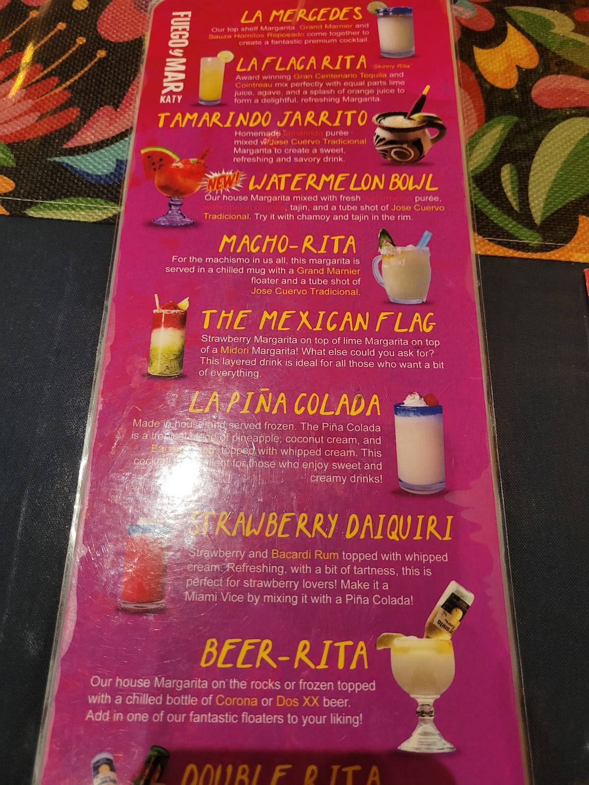 Menu at Doneraki Fuego y Mar Mexican Grill restaurant, Katy