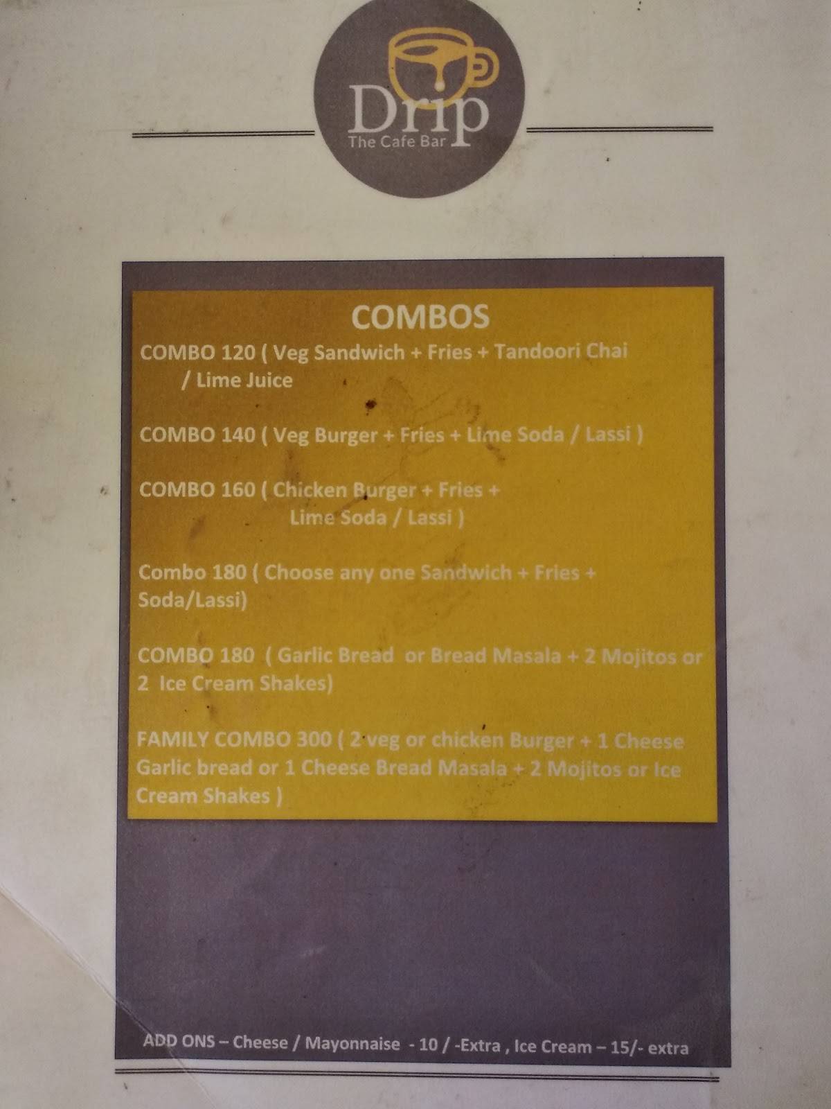 Menu at Drip the cafe Bar, Bengaluru, No 22