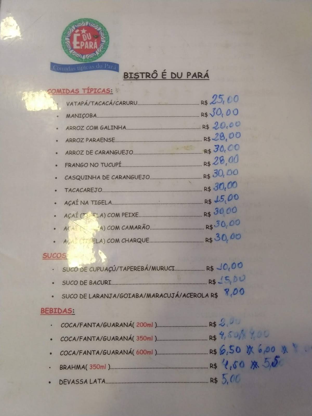 Menu em É Du Pará restaurante, Curitiba