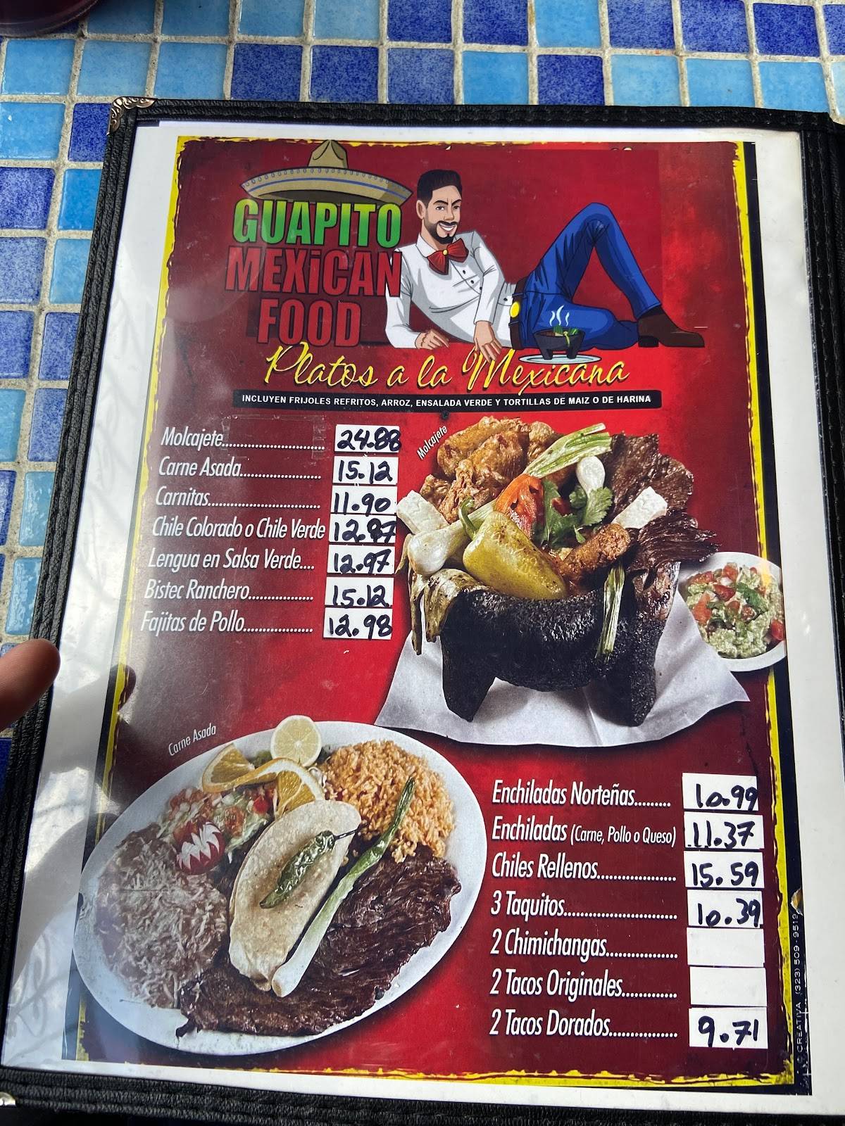 Menu at EL GUAPITO MEXICAN FOOD RESTAURANT, Bell