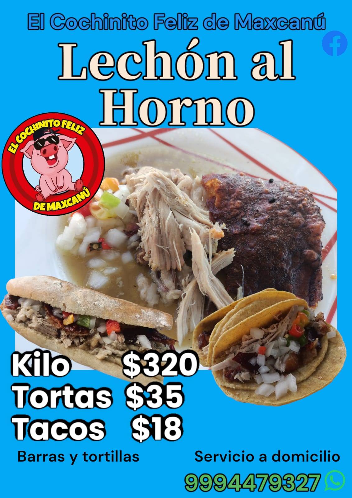 Carta del restaurante El Cochinito Felíz del Maxcanú (cochinita ...
