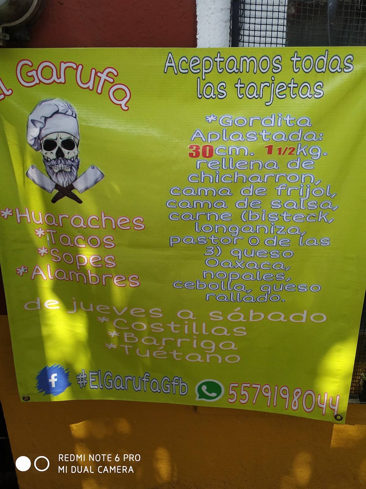 Menu at El Garufa restaurant, Mexico City