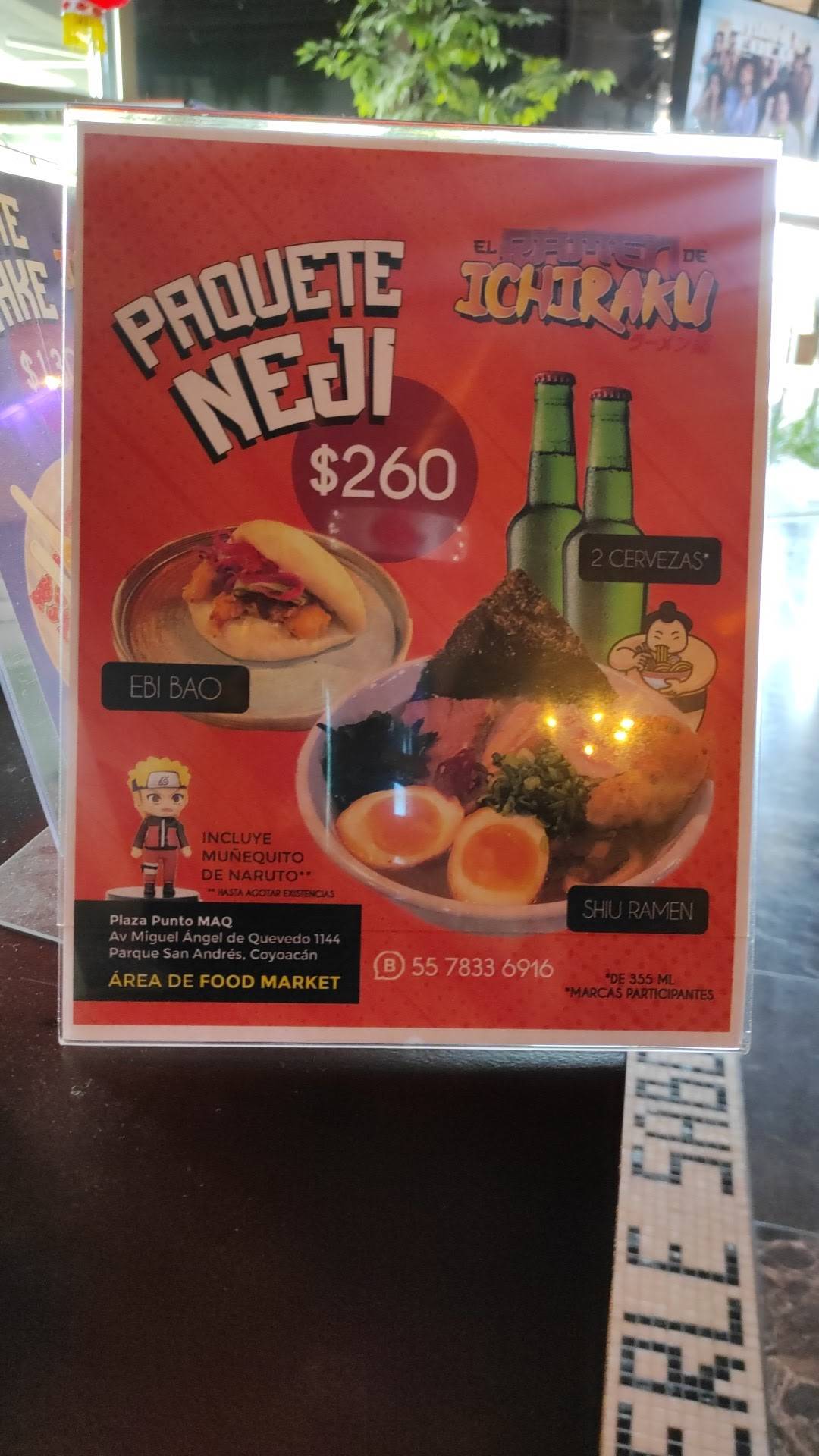 Carta del restaurante El Ramen del Ichiraku, Mexico
