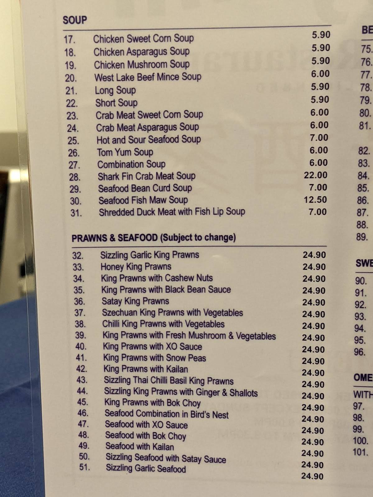 Menu at Enjoy Inn restaurant, Woodville