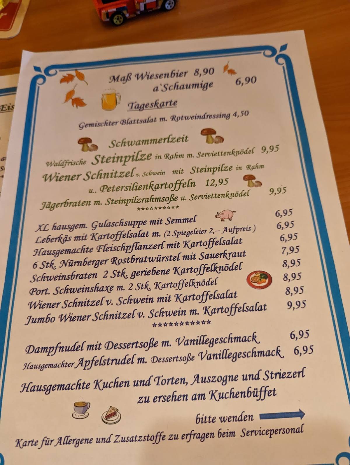 Speisekarte von Erlebnisgaststätte Erlensee restaurant, Schechen