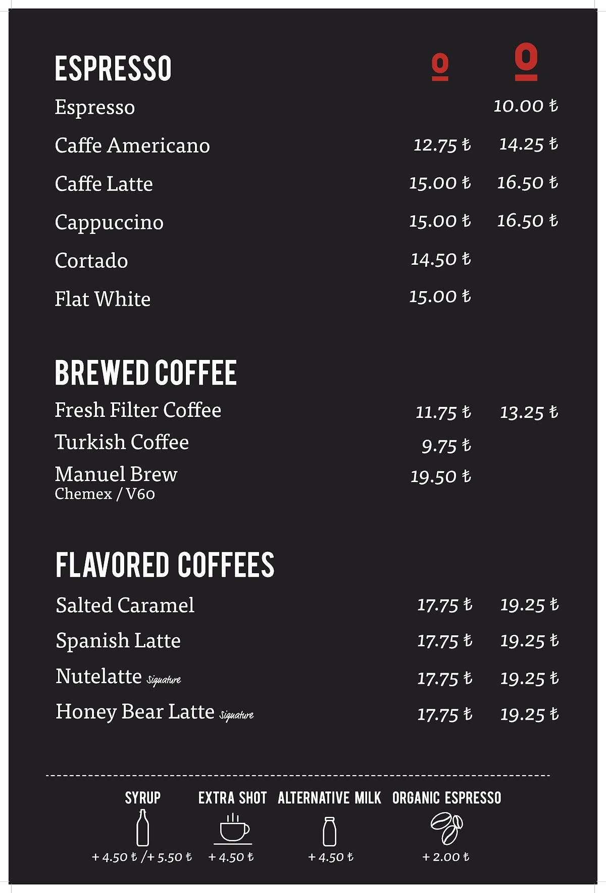 Menu at Espressolab Haliç Üniversitesi, Istanbul