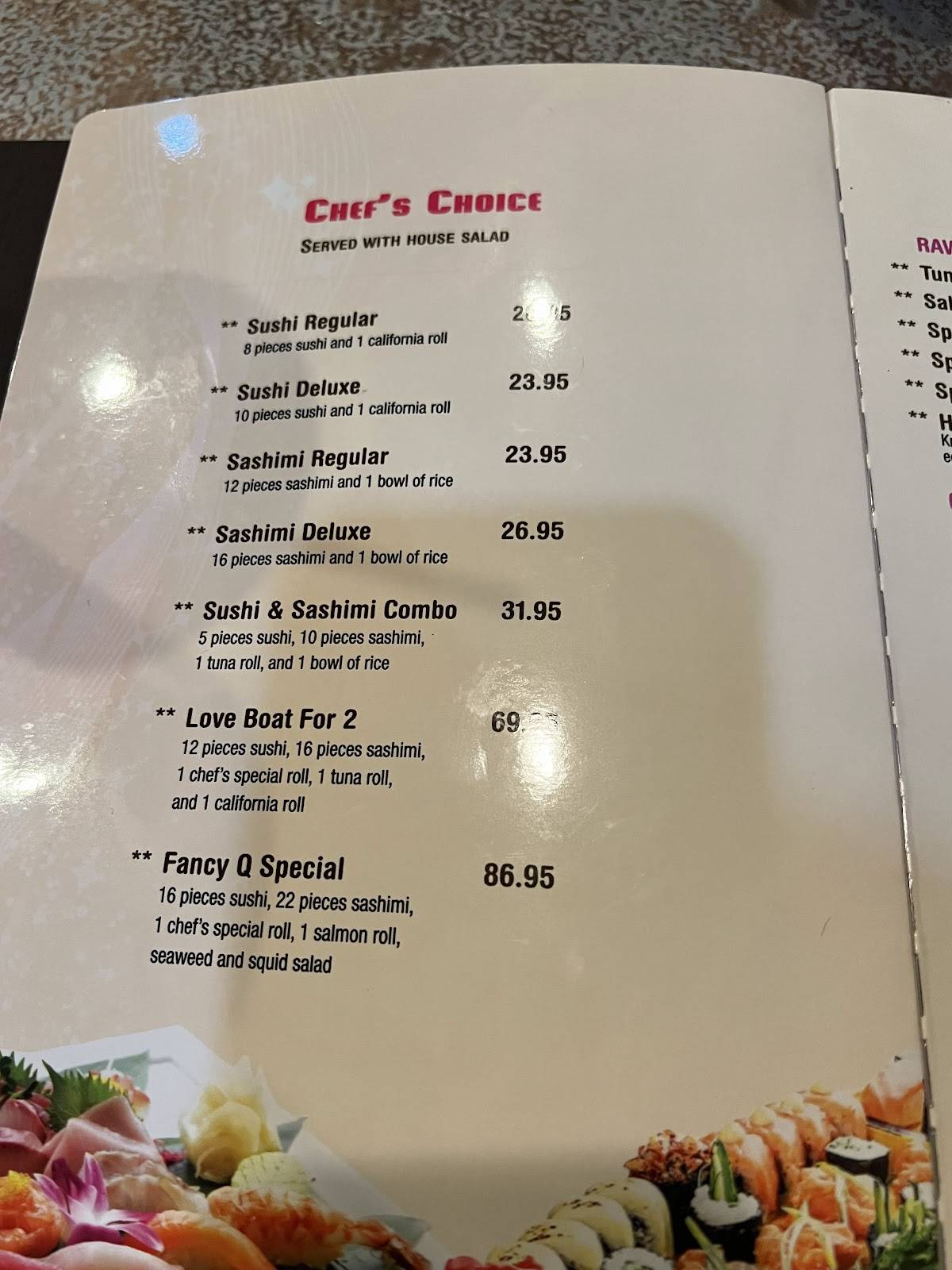 Menu at Fancy Q Sushi Bar and Grill, Brunswick