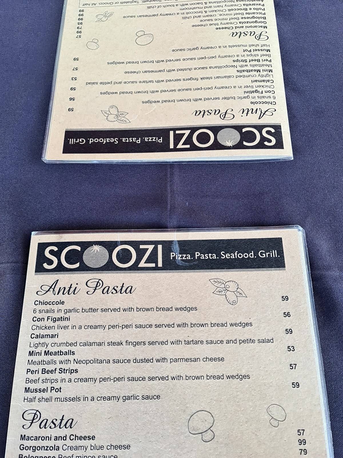 Menu at Franki Bananaz Hayfields inc. Scoozi's Pizza restaurant ...